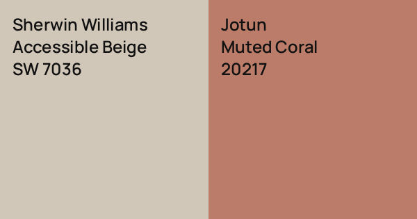 Sherwin Williams Accessible Beige vs. Jotun Muted Coral comparison