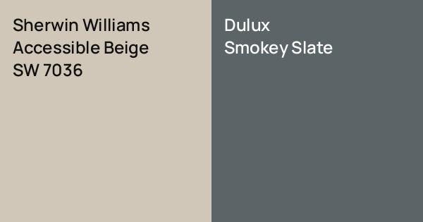 Sherwin Williams Accessible Beige vs. Dulux Smokey Slate comparison