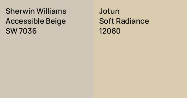 Sherwin Williams Accessible Beige vs. Jotun Soft Radiance comparison