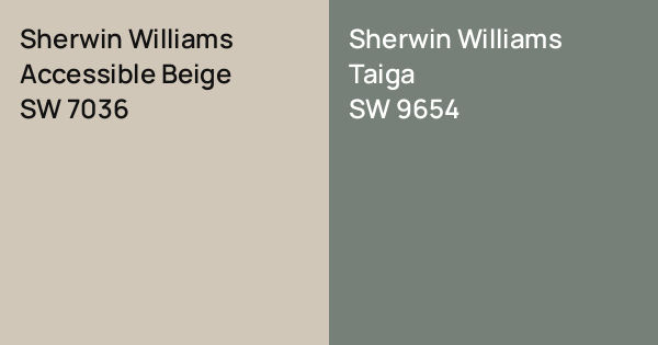 Sherwin Williams Accessible Beige vs. Sherwin Williams Taiga comparison