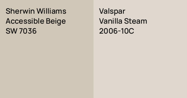 Sherwin Williams Accessible Beige vs. Valspar Vanilla Steam comparison