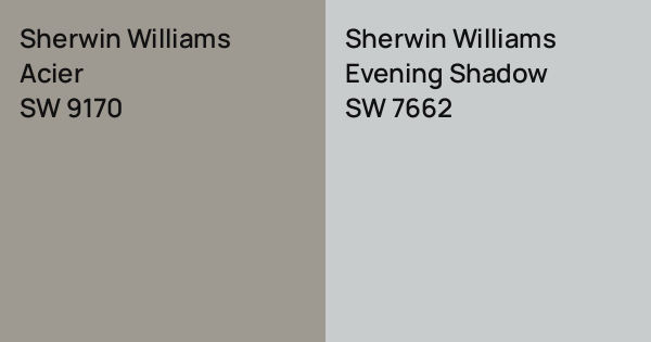 Sherwin Williams Acier vs. Sherwin Williams Evening Shadow comparison