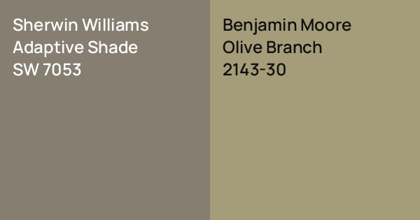 Sherwin Williams Adaptive Shade vs. Benjamin Moore Olive Branch comparison