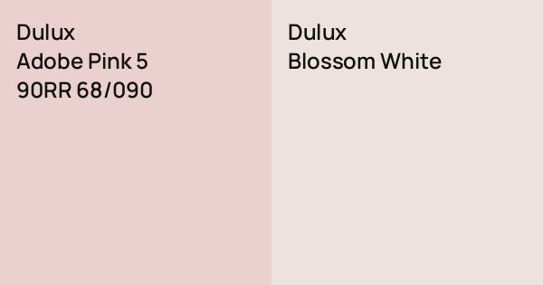 Dulux Adobe Pink 5 vs. Dulux Blossom White comparison