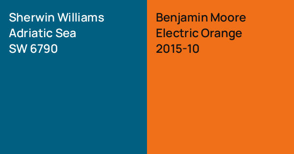 Sherwin Williams Adriatic Sea vs. Benjamin Moore Electric Orange comparison