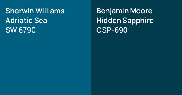 Sherwin Williams Adriatic Sea vs. Benjamin Moore Hidden Sapphire comparison