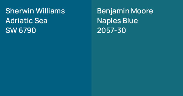 Sherwin Williams Adriatic Sea vs. Benjamin Moore Naples Blue comparison