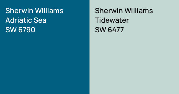 Sherwin Williams Adriatic Sea vs. Sherwin Williams Tidewater comparison