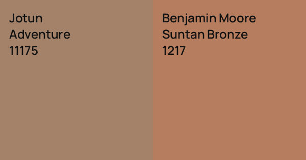 Jotun Adventure vs. Benjamin Moore Suntan Bronze comparison