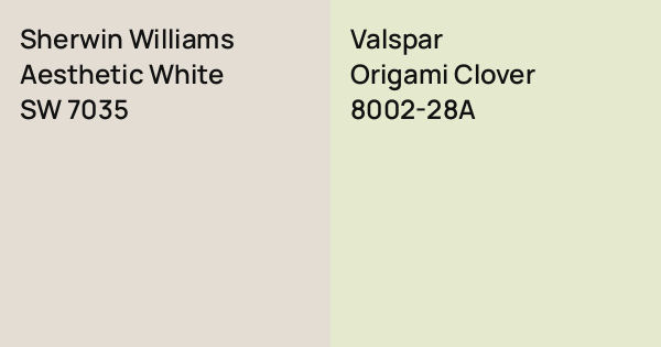 Sherwin Williams Aesthetic White vs. Valspar Origami Clover comparison