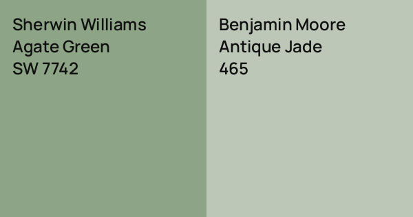 Sherwin Williams Agate Green vs. Benjamin Moore Antique Jade comparison