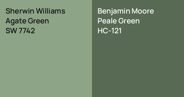 Sherwin Williams Agate Green vs. Benjamin Moore Peale Green comparison