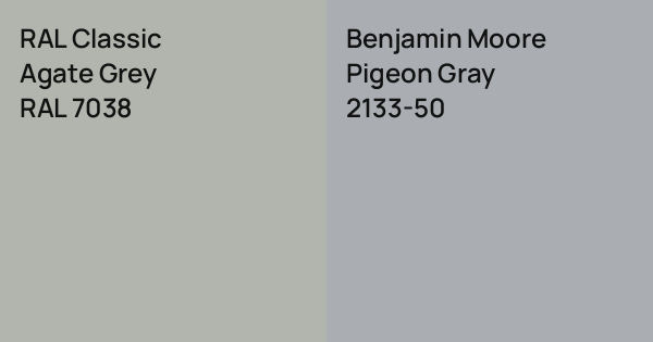 RAL Classic Agate Grey vs. Benjamin Moore Pigeon Gray comparison