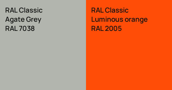 RAL Classic Agate Grey vs. RAL Classic Luminous orange comparison