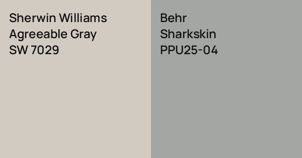 Sherwin Williams Agreeable Gray vs. Behr Sharkskin comparison