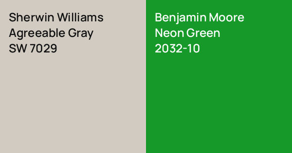 Sherwin Williams Agreeable Gray vs. Benjamin Moore Neon Green comparison
