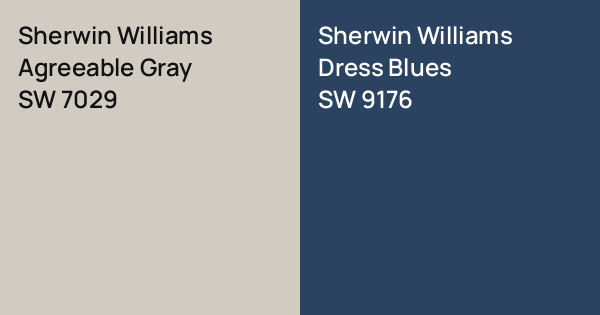Sherwin Williams Agreeable Gray vs. Sherwin Williams Dress Blues comparison