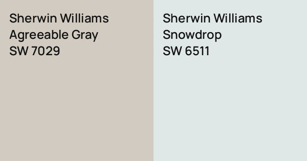 Sherwin Williams Agreeable Gray vs. Sherwin Williams Snowdrop comparison