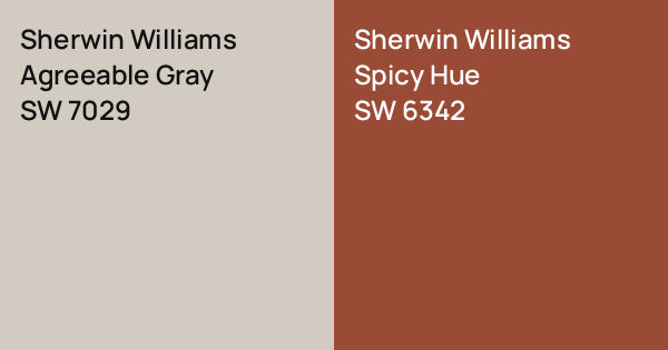 Sherwin Williams Agreeable Gray vs. Sherwin Williams Spicy Hue comparison