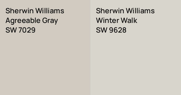 Sherwin Williams Agreeable Gray vs. Sherwin Williams Winter Walk comparison