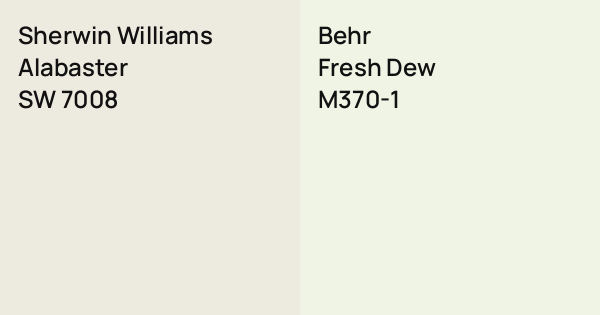 Sherwin Williams Alabaster vs. Behr Fresh Dew comparison