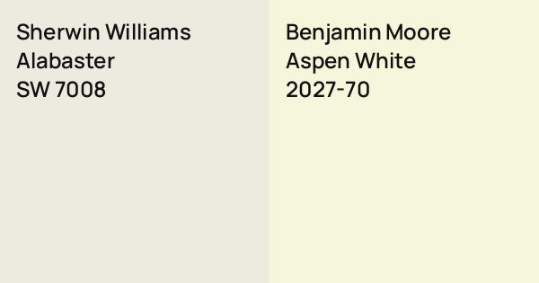 Sherwin Williams Alabaster vs. Benjamin Moore Aspen White comparison
