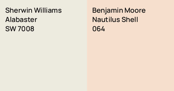 Sherwin Williams Alabaster vs. Benjamin Moore Nautilus Shell comparison