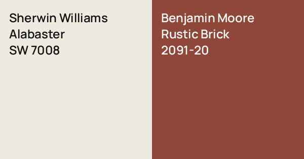 Sherwin Williams Alabaster vs. Benjamin Moore Rustic Brick comparison