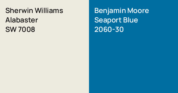 Sherwin Williams Alabaster vs. Benjamin Moore Seaport Blue comparison