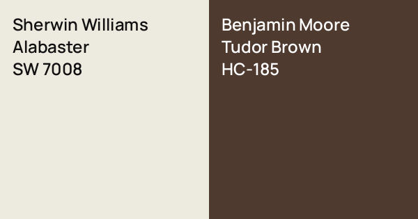 Sherwin Williams Alabaster vs. Benjamin Moore Tudor Brown comparison