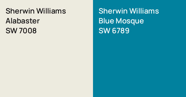 Sherwin Williams Alabaster vs. Sherwin Williams Blue Mosque comparison