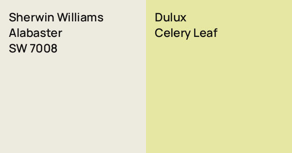 Sherwin Williams Alabaster vs. Dulux Celery Leaf comparison