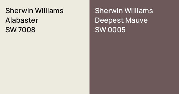 Sherwin Williams Alabaster vs. Sherwin Williams Deepest Mauve comparison