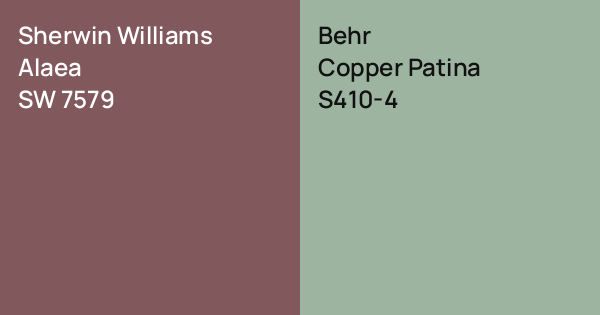 Sherwin Williams Alaea vs. Behr Copper Patina comparison