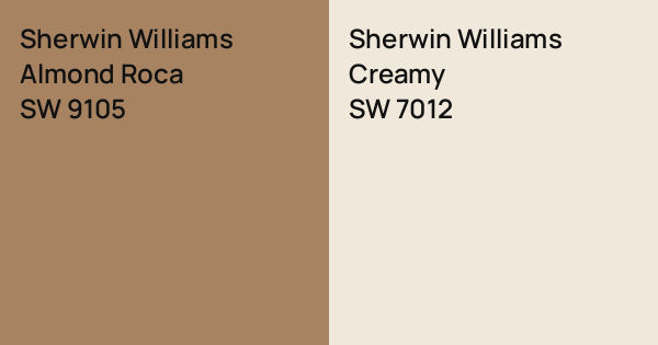 Sherwin Williams Almond Roca vs. Sherwin Williams Creamy comparison