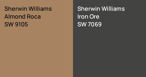 Sherwin Williams Almond Roca vs. Sherwin Williams Iron Ore comparison