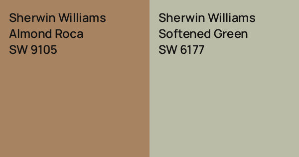 Sherwin Williams Almond Roca vs. Sherwin Williams Softened Green comparison