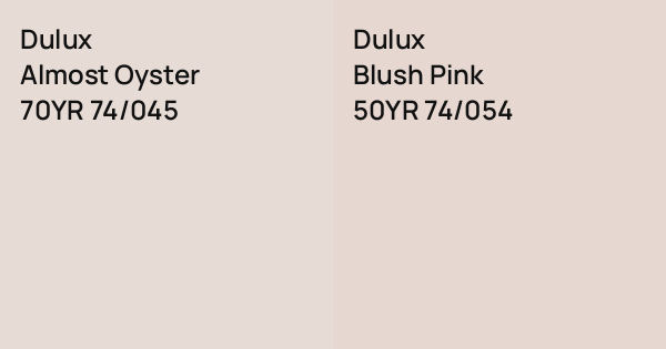 Dulux Almost Oyster vs. Dulux Blush Pink comparison
