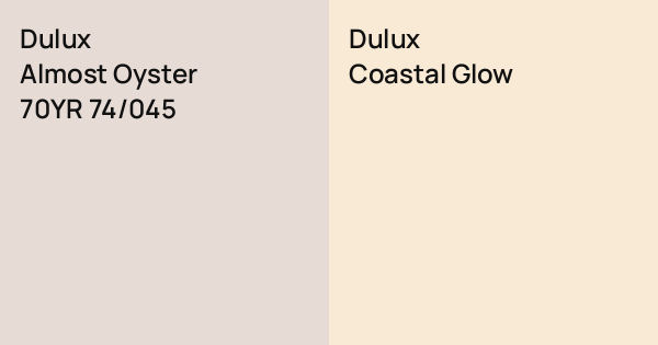 Dulux Almost Oyster vs. Dulux Coastal Glow comparison