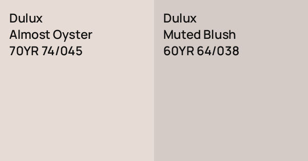 Dulux Almost Oyster vs. Dulux Muted Blush comparison