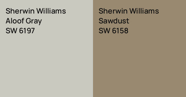 Sherwin Williams Aloof Gray vs. Sherwin Williams Sawdust comparison