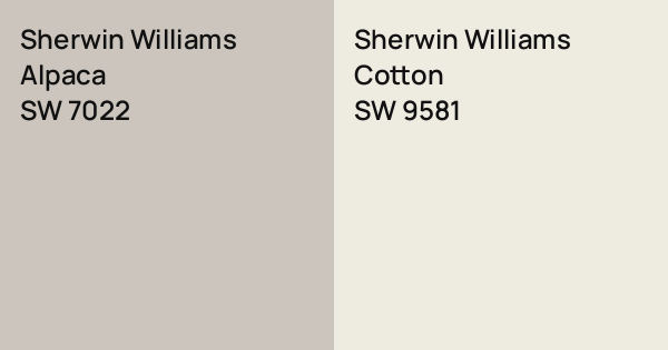 Sherwin Williams Alpaca vs. Sherwin Williams Cotton comparison