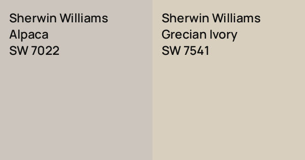 Sherwin Williams Alpaca vs. Sherwin Williams Grecian Ivory comparison