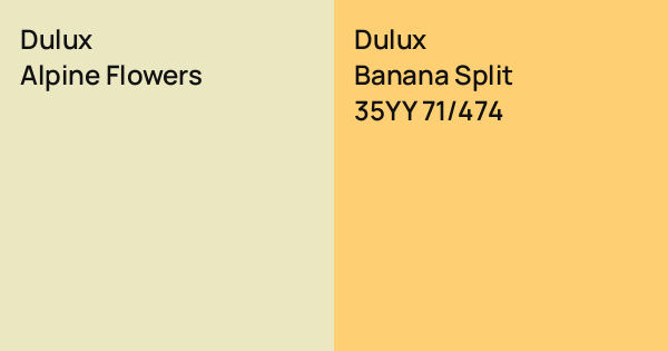 Dulux Alpine Flowers vs. Dulux Banana Split comparison