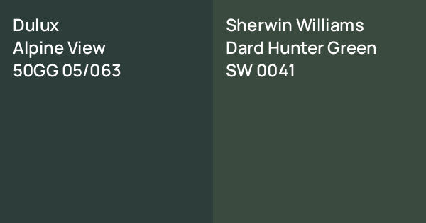 Dulux Alpine View vs. Sherwin Williams Dard Hunter Green comparison