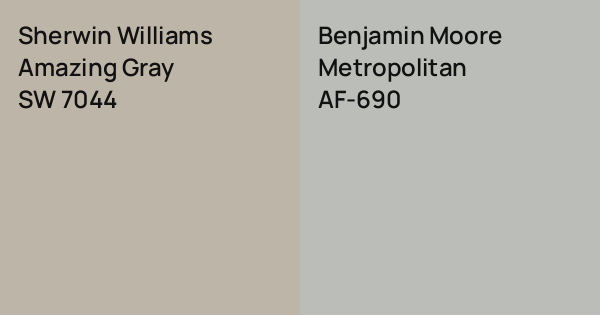 Sherwin Williams Amazing Gray vs. Benjamin Moore Metropolitan comparison