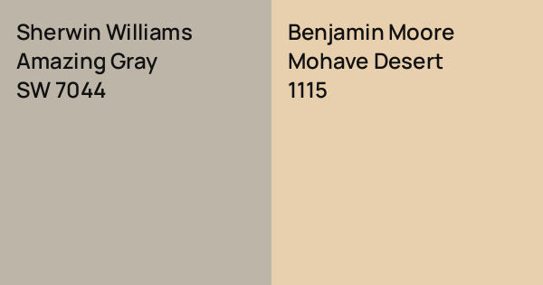 Sherwin Williams Amazing Gray vs. Benjamin Moore Mohave Desert comparison