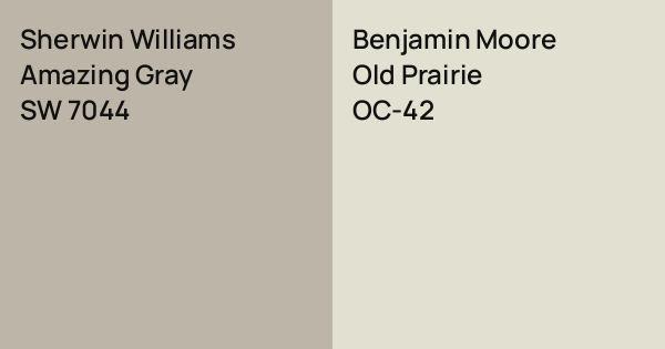 Sherwin Williams Amazing Gray vs. Benjamin Moore Old Prairie comparison