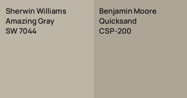 Sherwin Williams Amazing Gray vs. Benjamin Moore Quicksand comparison