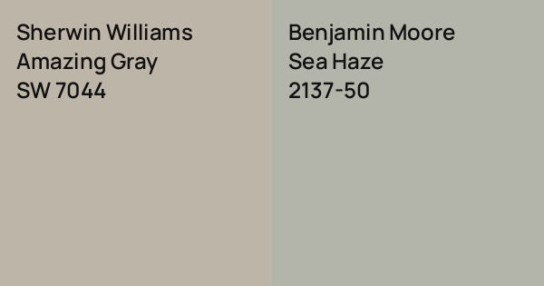 Sherwin Williams Amazing Gray vs. Benjamin Moore Sea Haze comparison